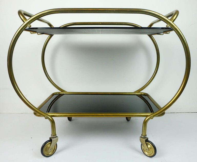 Mid-Century Modern Trolley Serving Cart Bar Cart Tea Cart Brass and ...