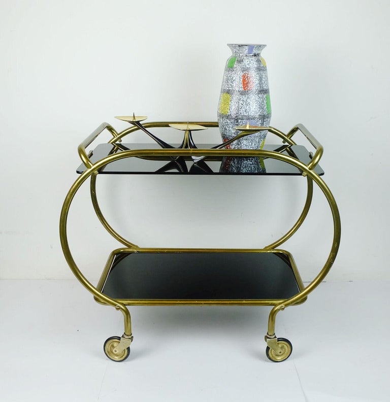 Mid-Century Modern Trolley Serving Cart Bar Cart Tea Cart Brass and ...