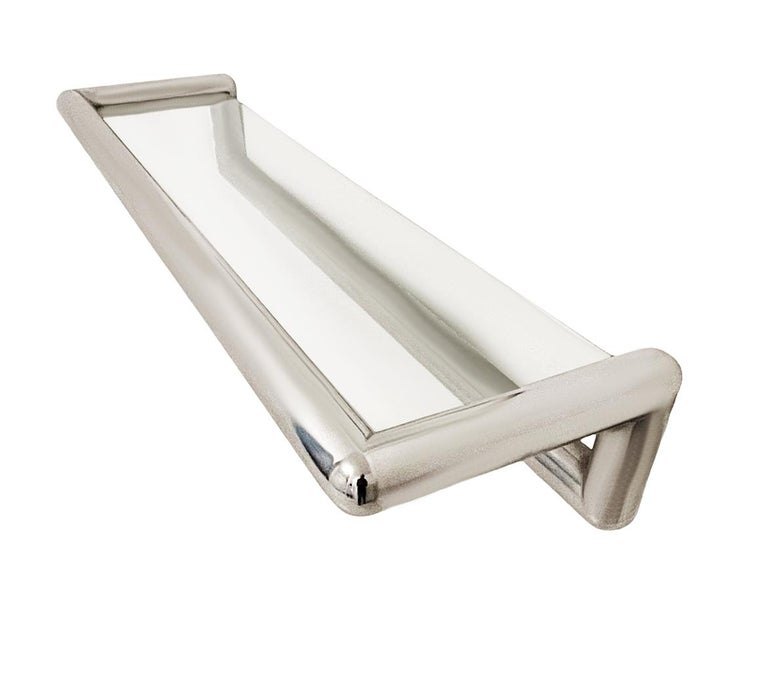 Mid Century Modern Tubular Chrome and Glass Floating Wall Shelf or ...