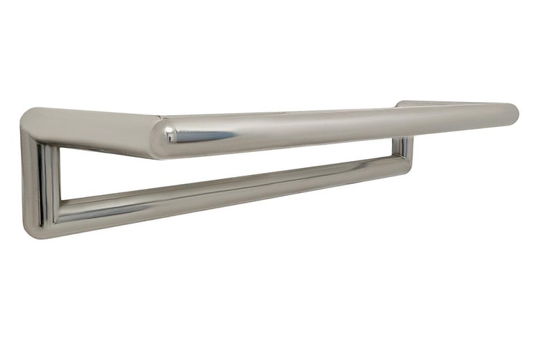 Mid Century Modern Tubular Chrome and Glass Floating Wall Shelf or ...