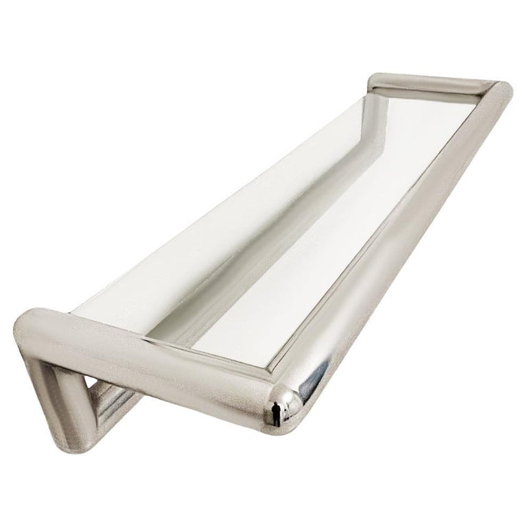 Mid Century Modern Tubular Chrome and Glass Floating Wall Shelf or ...