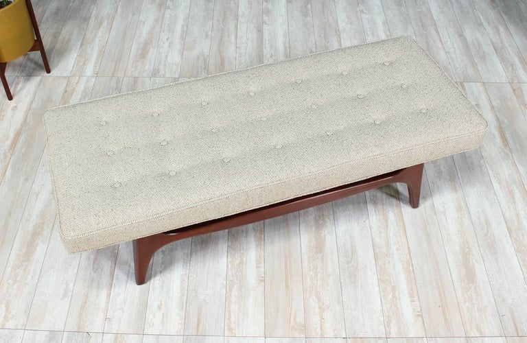 Mid-Century Modern Tufted Bench with Sculpted Walnut Base at 1stDibs ...