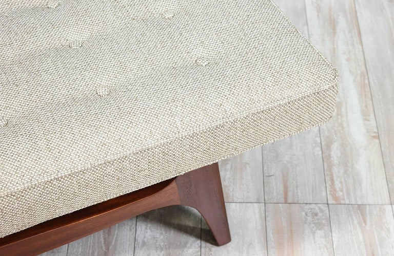 Mid-Century Modern Tufted Bench with Sculpted Walnut Base at 1stDibs ...