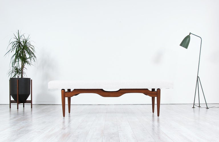 Mid-Century Modern Tufted Bench with Sculptural Base at 1stDibs