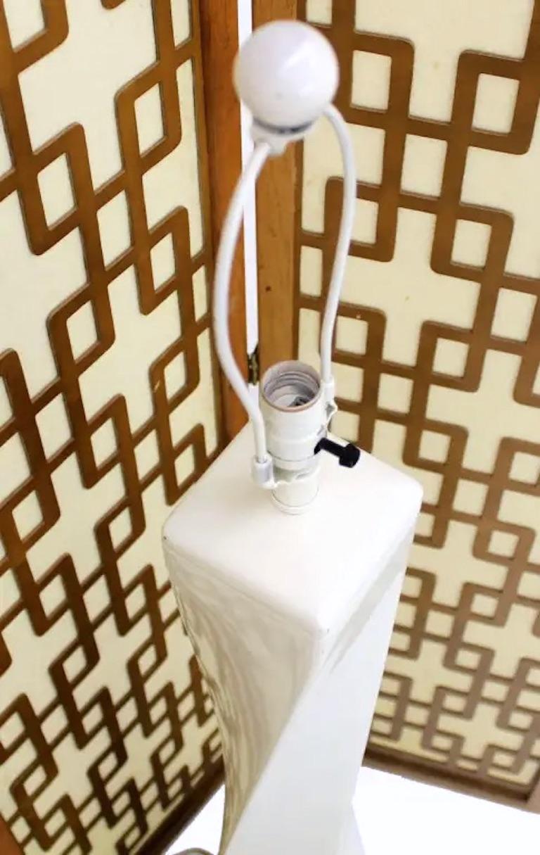 Mid-Century Modern Twisted Column White Lacquer Square Base Floor Lamp ...