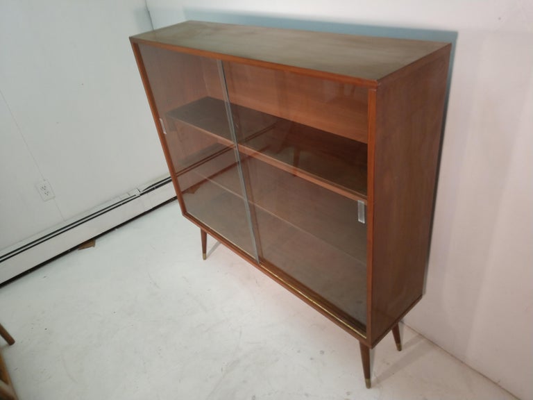 Mid-Century Modern Two-Door Walnut Bookcase For Sale at 1stDibs