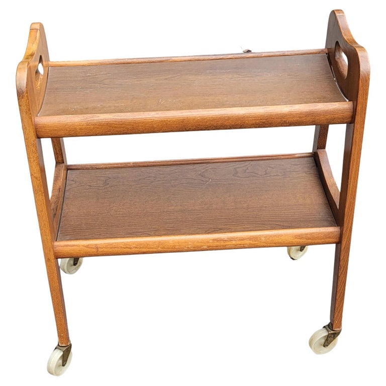 Mid-Century Modern Two-Tier European Rolling Cart Table For Sale at 1stDibs
