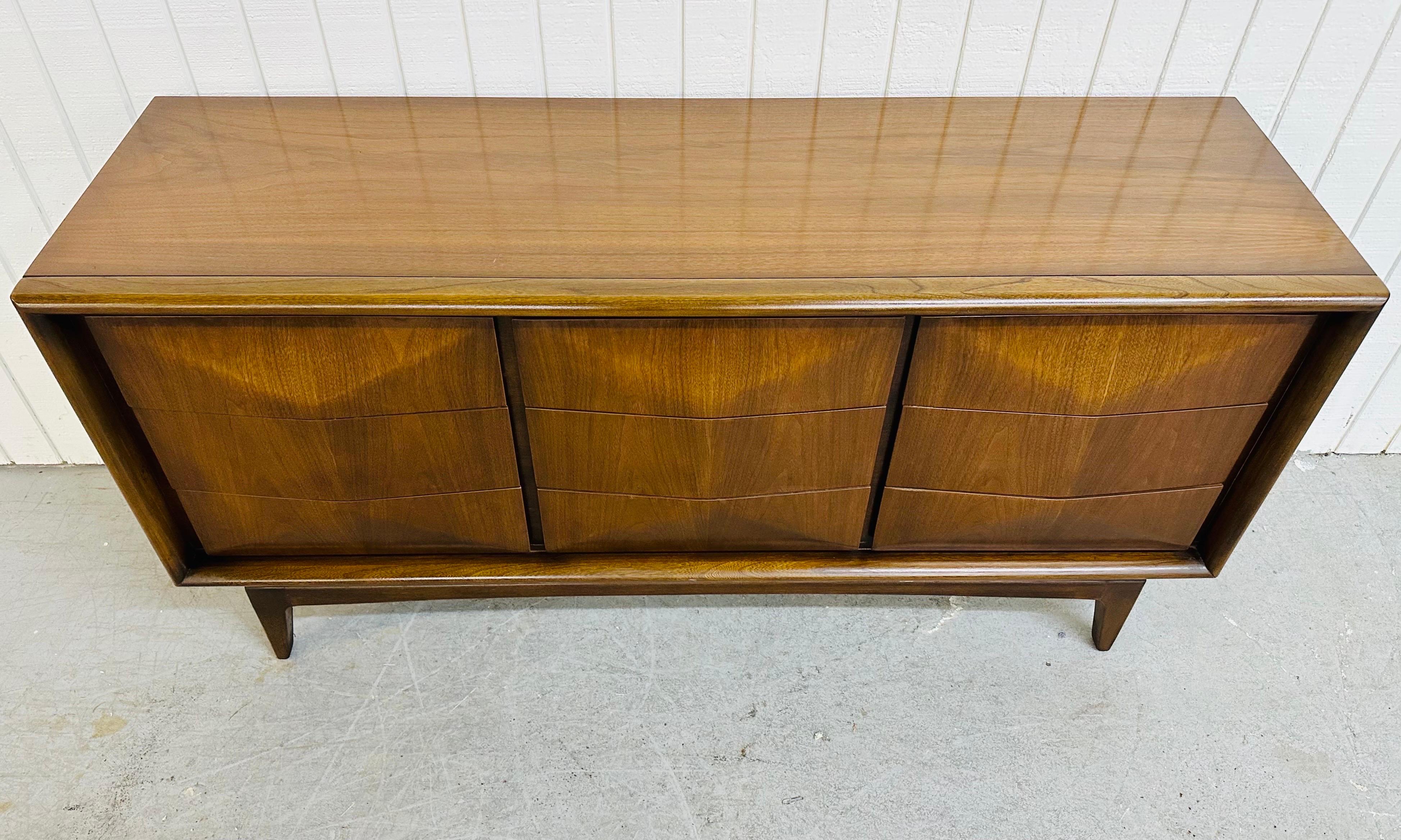 Mid-Century Modern United Diamond Nine Drawer Walnut Dresser For Sale ...
