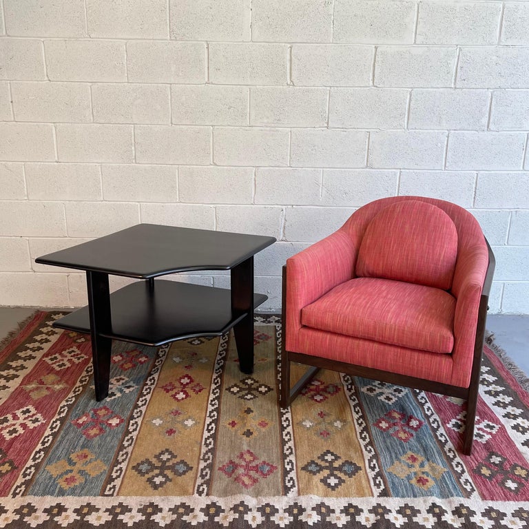 Mid-Century Modern Upholstered Barrel Club Chair Attributed to Harvey ...