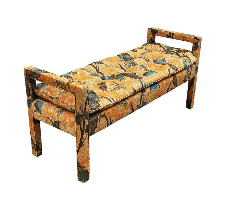Mid-Century Modern Upholstered Parsons Style Bench or Ottoman at ...