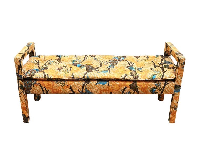 Mid-Century Modern Upholstered Parsons Style Bench or Ottoman at ...