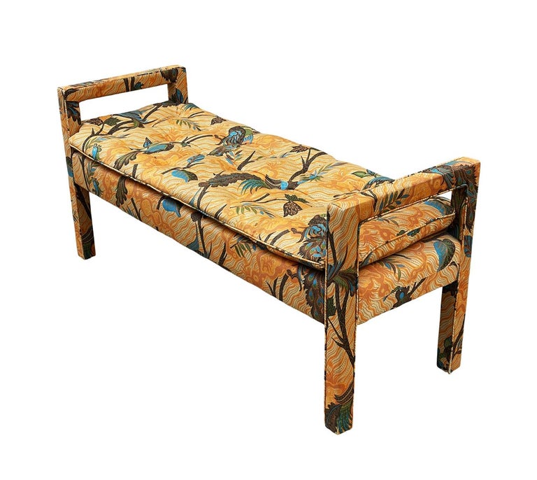 Mid-Century Modern Upholstered Parsons Style Bench or Ottoman at ...