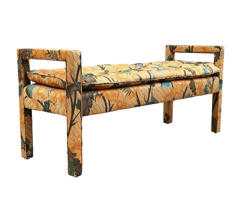 Mid-Century Modern Upholstered Parsons Style Bench or Ottoman at ...