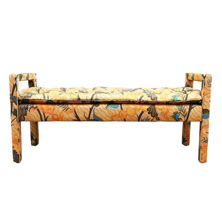 Mid-Century Modern Upholstered Parsons Style Bench or Ottoman at ...