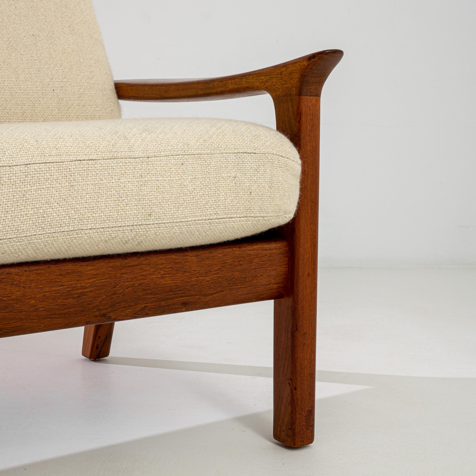 Mid-Century Modern Upholstered Teak Sofa by Juul Kristensen at 1stDibs