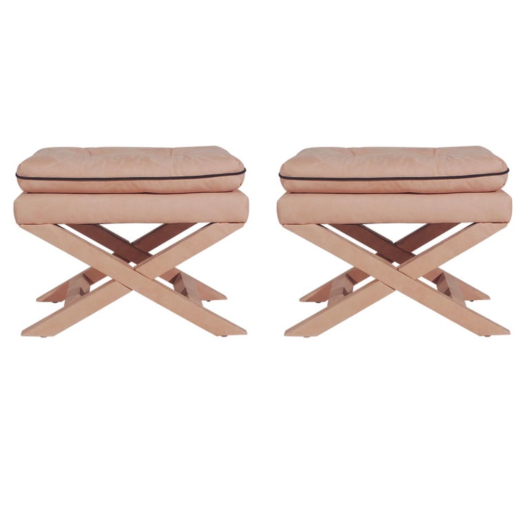 Mid-Century Modern Upholstered X Bench Set or Ottoman Set by Billy ...