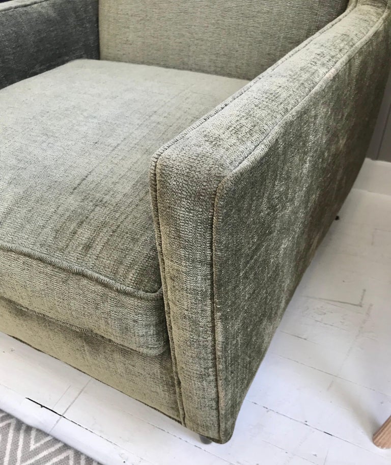 Mid-Century Modern Velveteen Olive Green Upholstered Lounge Chair For ...
