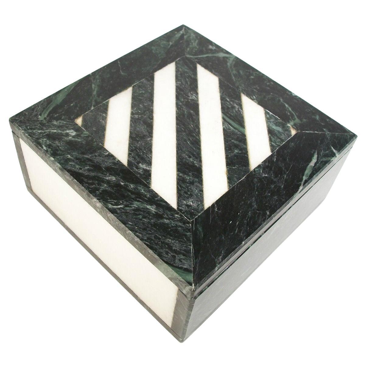 Mid-Century Modern Verde and White Marble Table Box, Unsigned, Italy ...