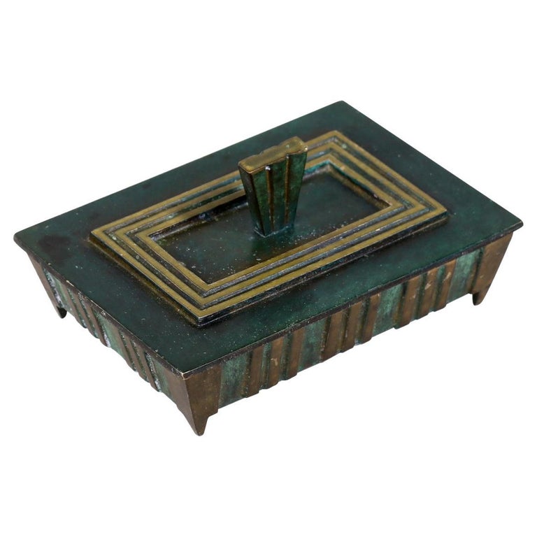 Mid-Century Modern Verdigris Bronze Trinket Box at 1stDibs