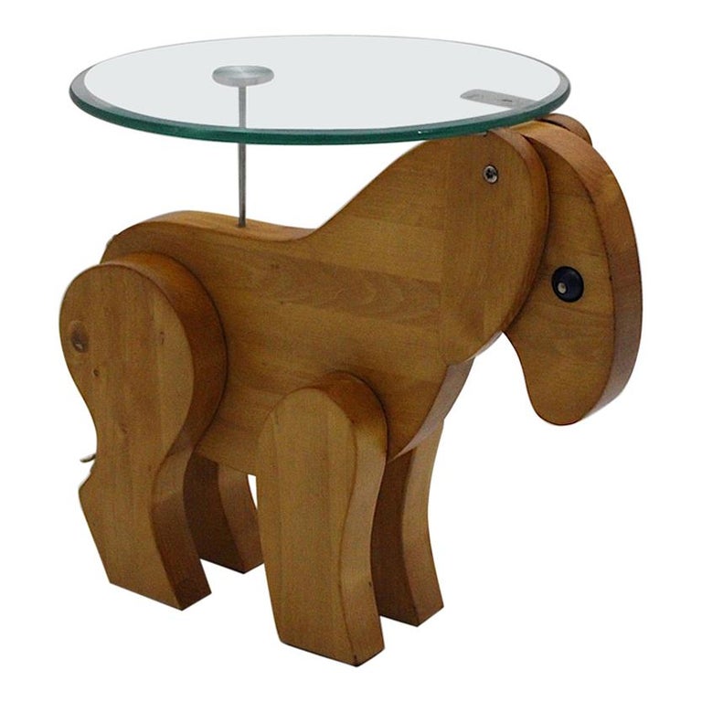 Mid-Century Modern Vintage Ash Glass Sheep Side Table Sofa Table 1970s ...