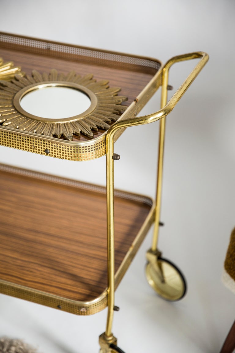 Mid-Century Modern Vintage Bart Cart, Gold and Wood, Europe, 1960s For ...