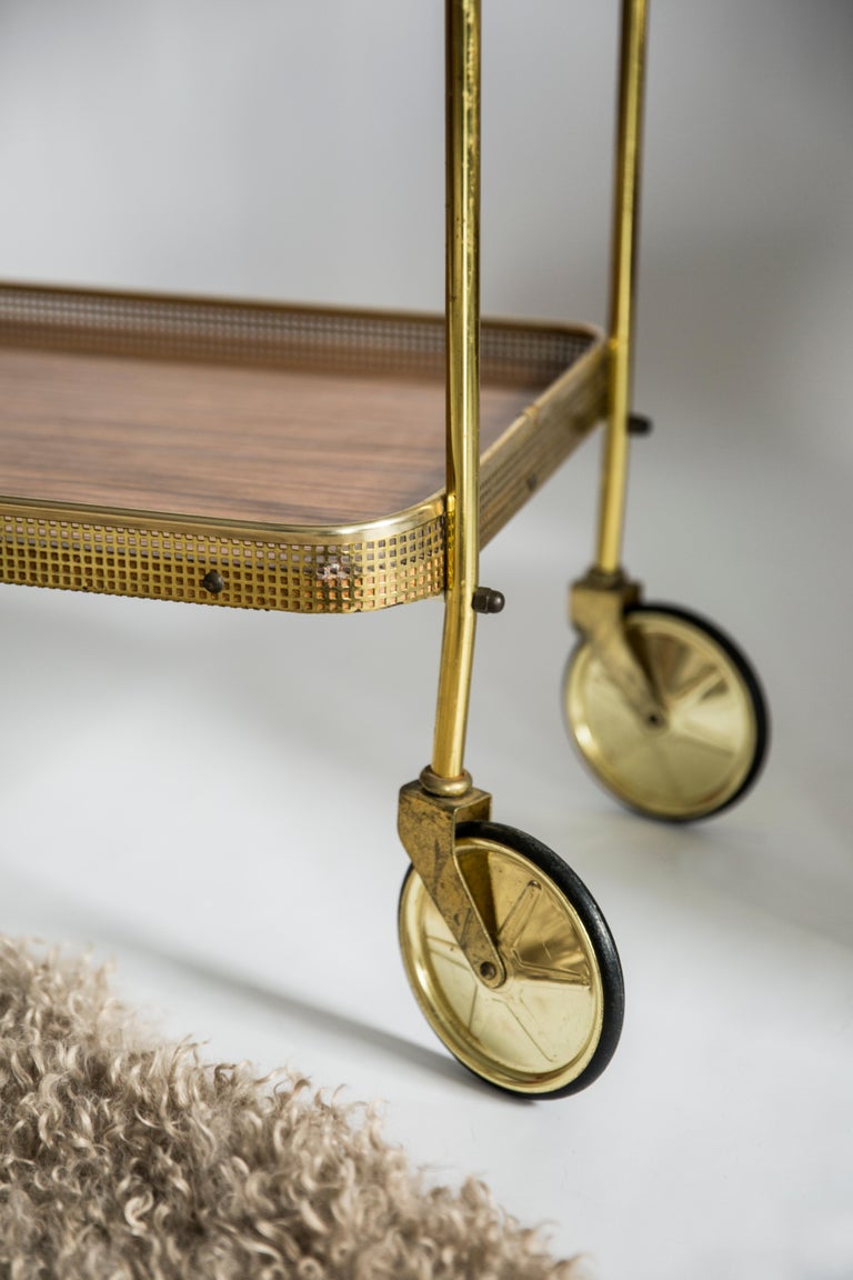 Mid-Century Modern Vintage Bart Cart, Gold and Wood, Europe, 1960s For ...