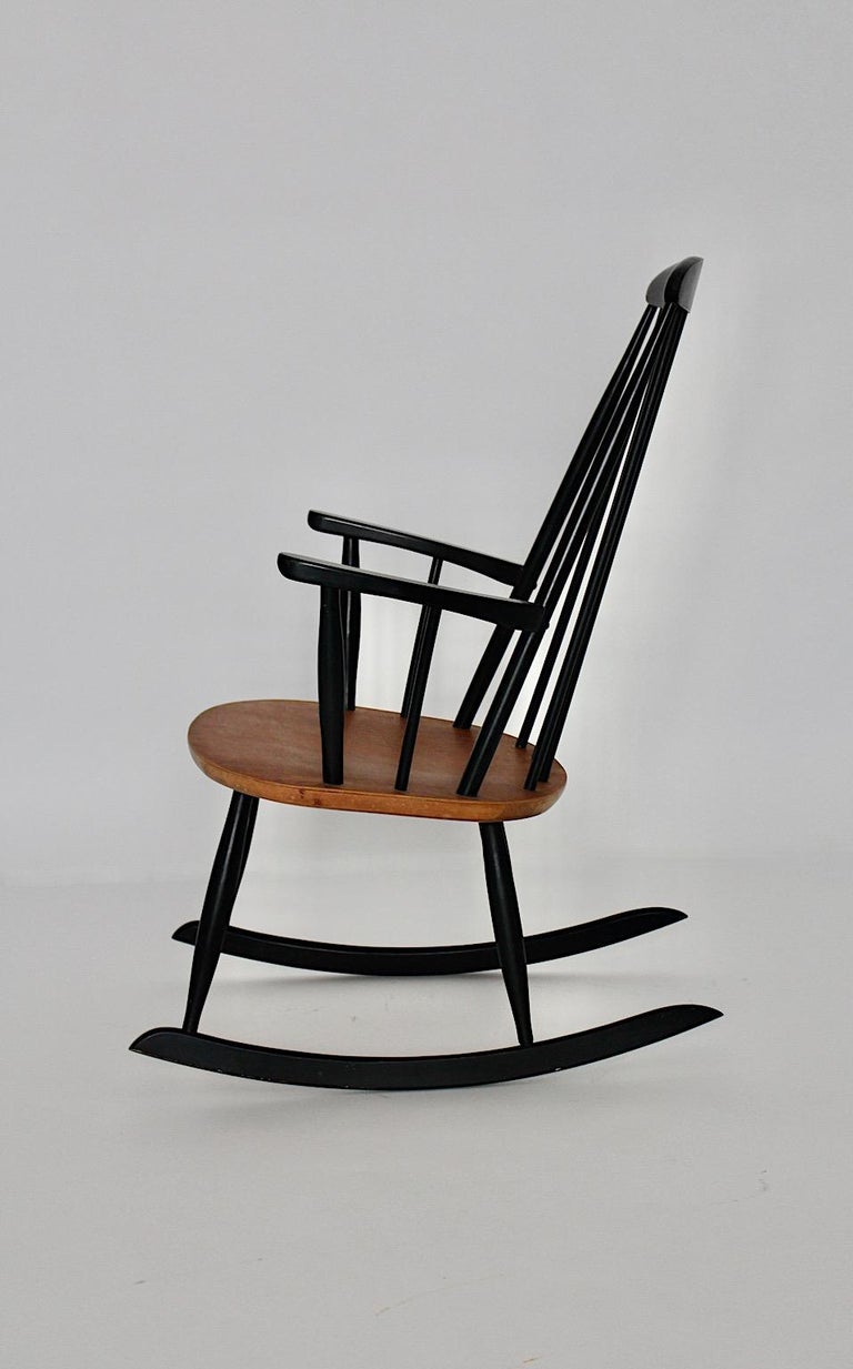 Mid-Century Modern Vintage Black Rocking Chair Ilmari Tapiovaara 1950s ...