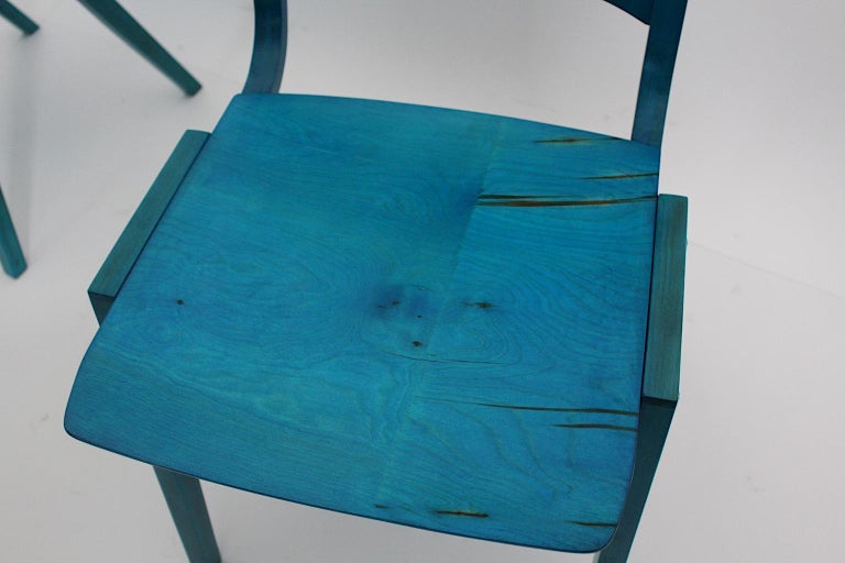Mid-Century Modern Vintage Blue Twelve Dining Chairs Roland Rainer 1952 ...