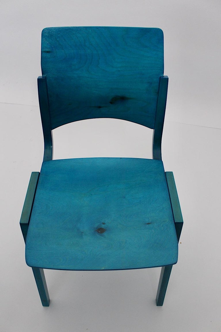 Mid-Century Modern Vintage Blue Twelve Dining Chairs Roland Rainer 1952 ...