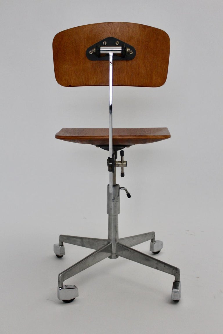 Mid-Century Modern Vintage Brown Beech Desk Chair Jorgen Rasmussen ...