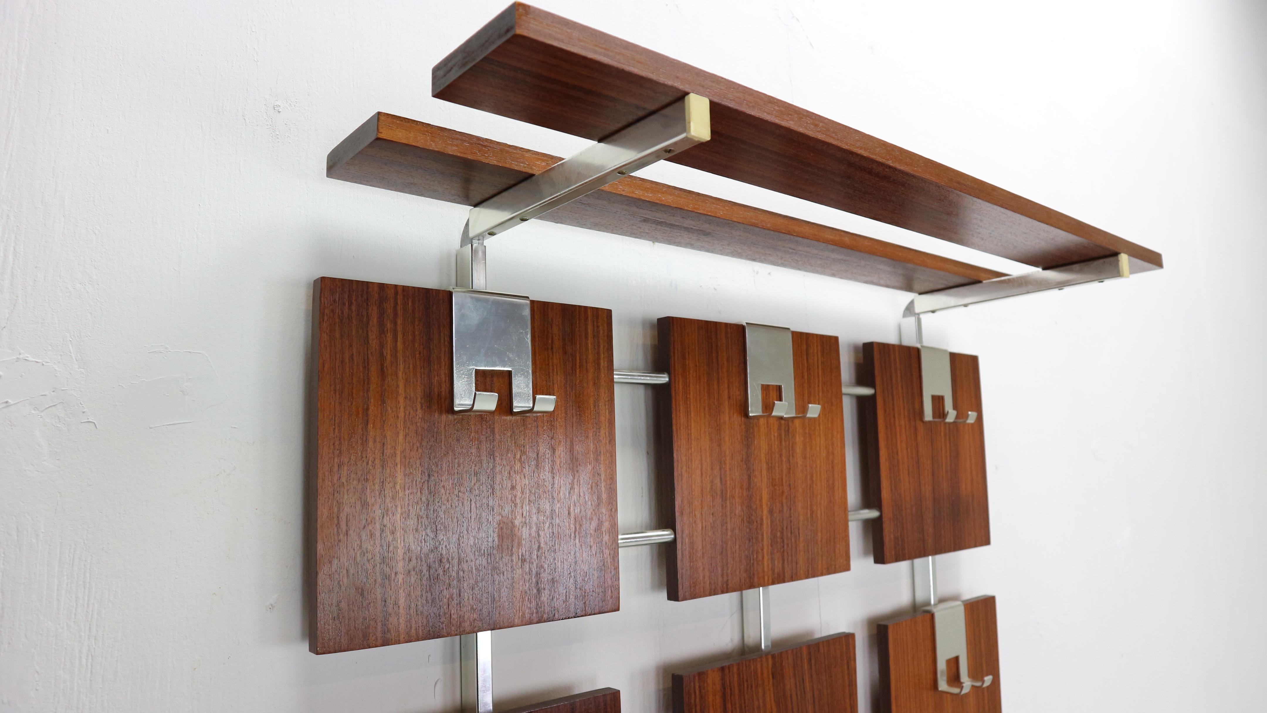 Mid-Century Modern Vintage Design Wall-Mounted Coat, Hat Rack, 1960s at ...