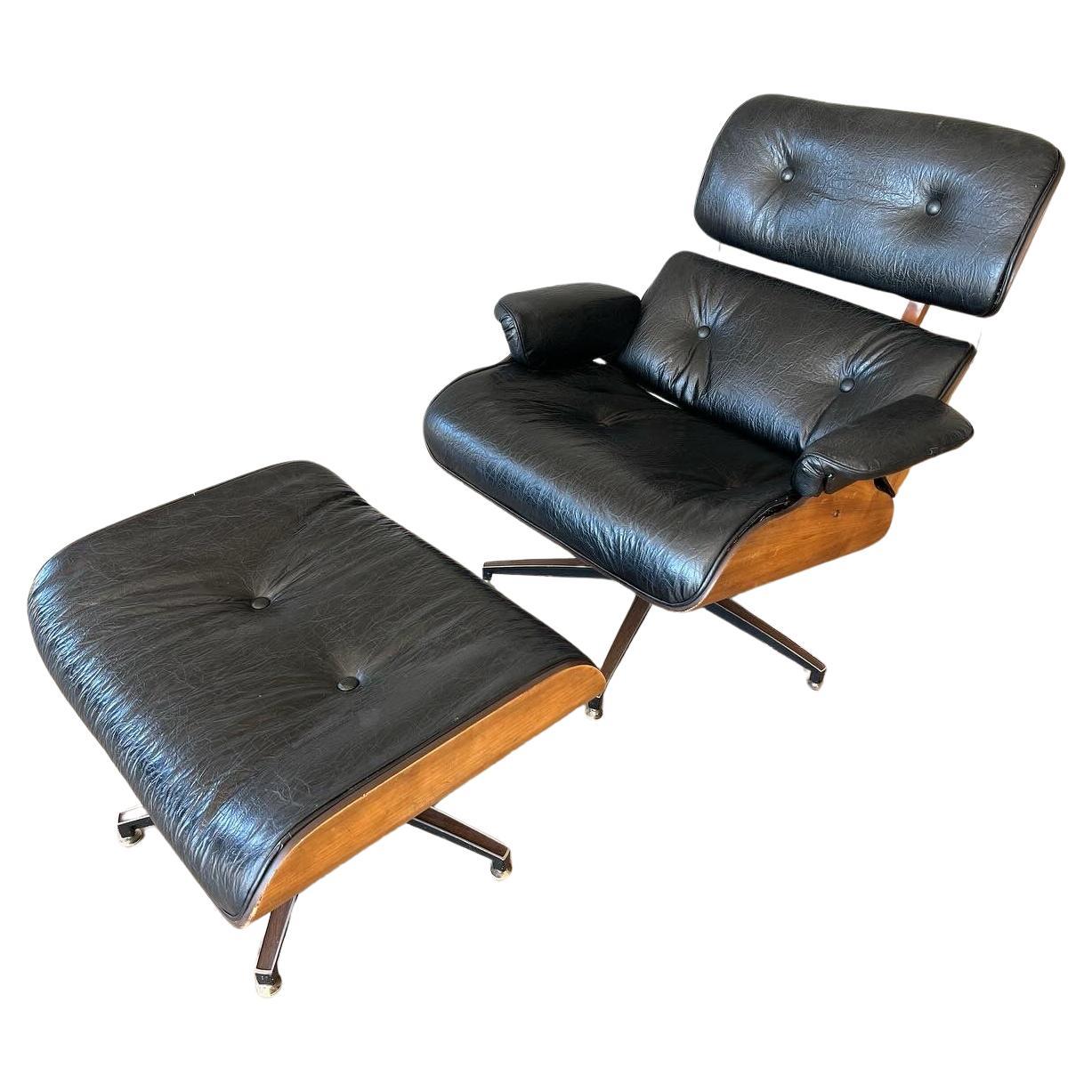 Mid century modern vintage Eames style lounge chair and ottoman For ...