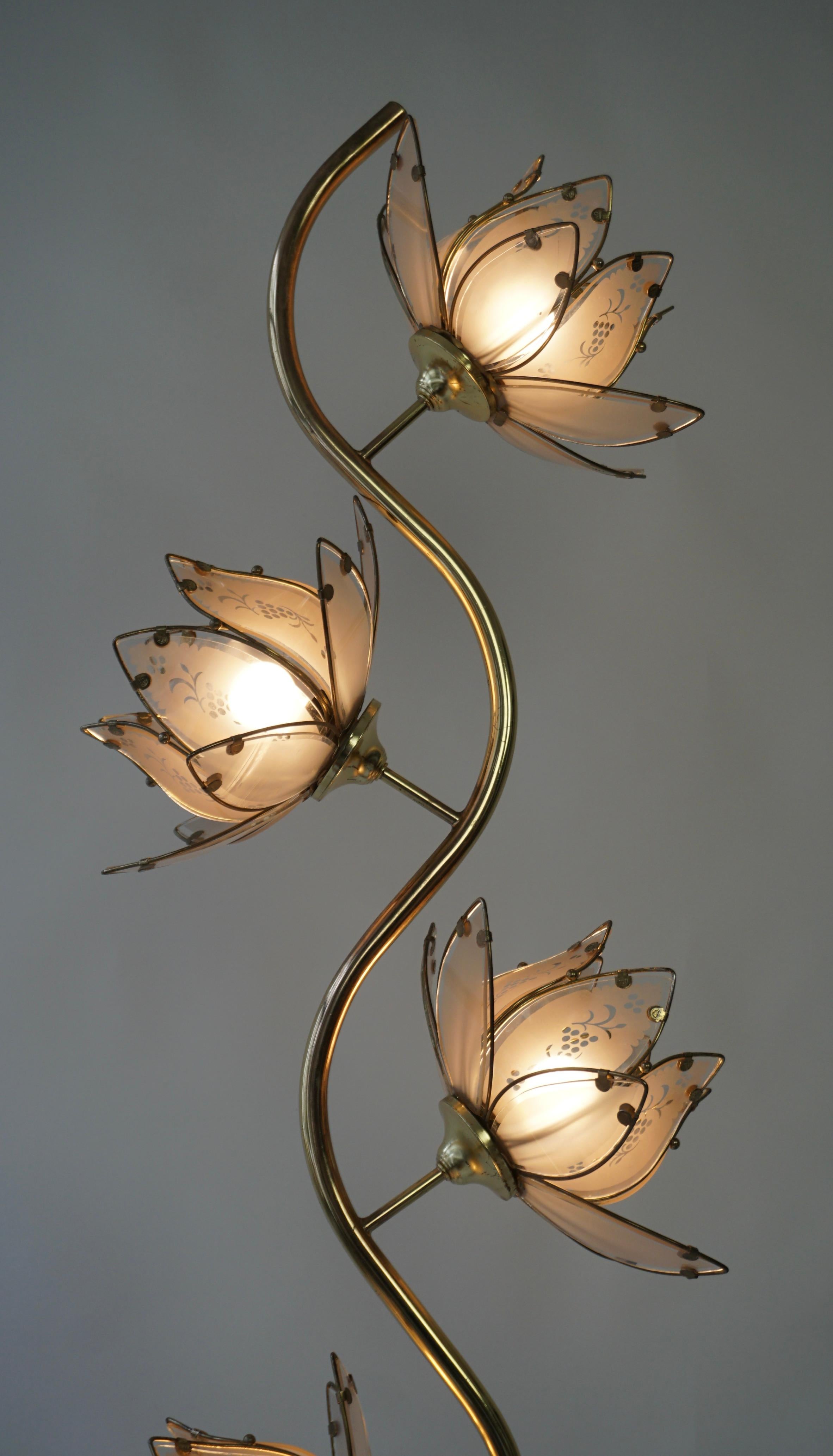 Mid Century Modern Vintage Hollywood Regency White Glass Lotus Flower ...