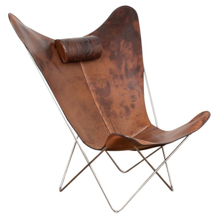 Mid Century Modern Vintage Leather Butterfly Chair by OX Denmark, circa ...
