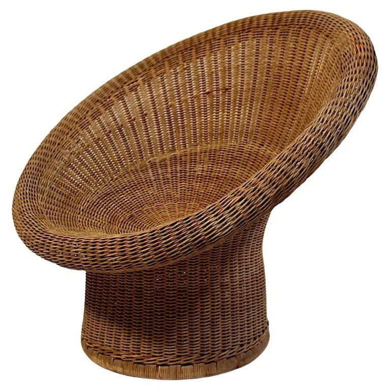 Mid Century Modern Vintage Organic Rattan Lounge Chair Egon Eiermann ...