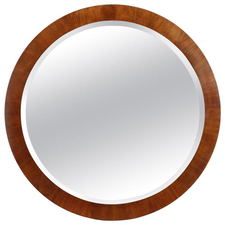 Mid-Century Modern Vintage Round Baker Wood Mirror at 1stDibs | mid ...