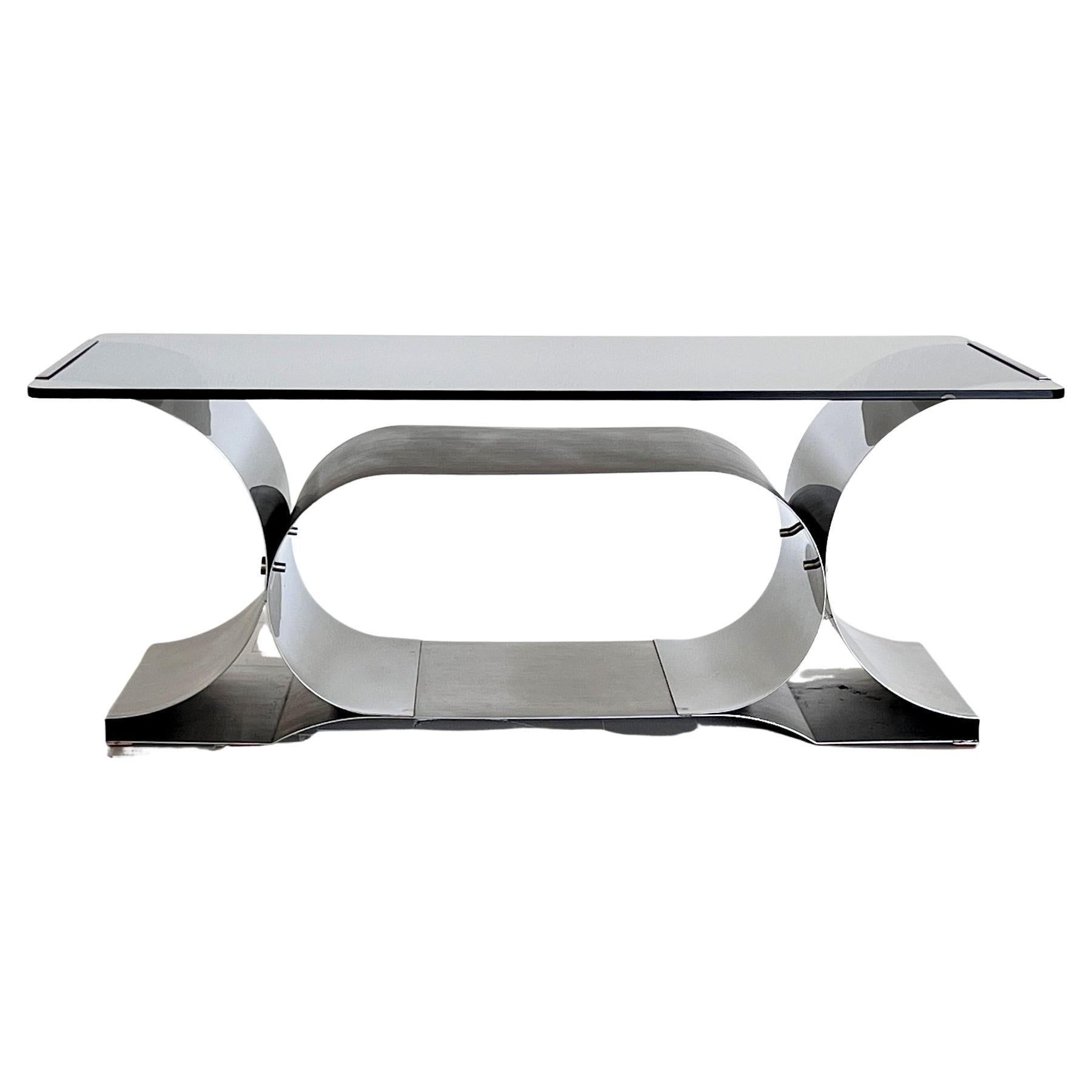 Mid Century Modern Vintage Steel Coffee Table by Francois Monnet, circa ...