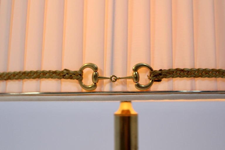 Mid Century Modern Vintage Table Lamp Brass Brown Suede Paolo Gucci ...