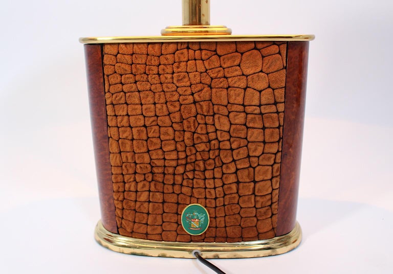 Mid Century Modern Vintage Table Lamp Brass Brown Suede Paolo Gucci ...