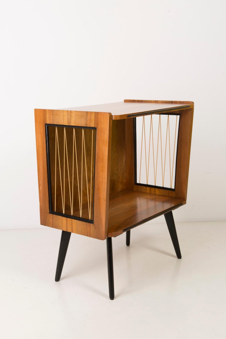 Mid-Century Modern Vintage TV Side Table, Beechwood, Poland, 1960s For ...