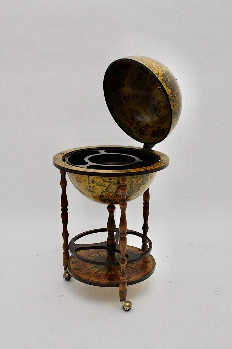 Mid-Century Modern Vintage Wood Globe Dry Bar, 1960s, Italy at 1stDibs ...