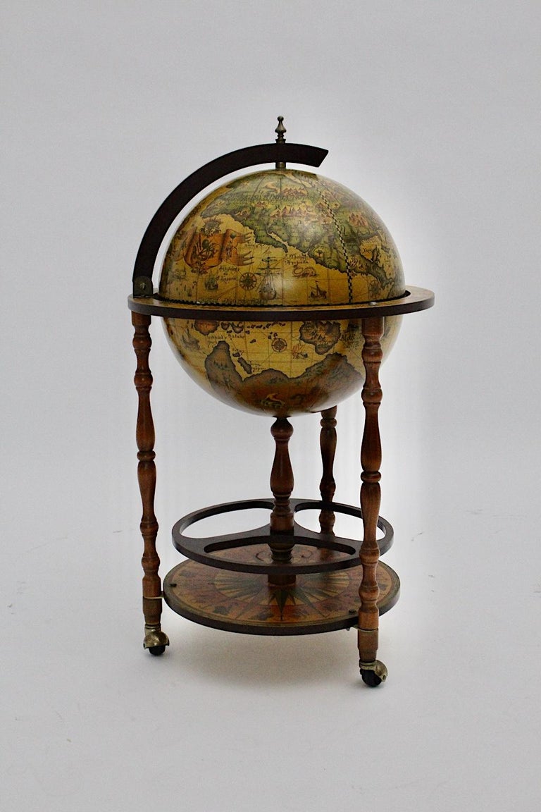 Mid-Century Modern Vintage Wood Globe Dry Bar, 1960s, Italy at 1stDibs ...
