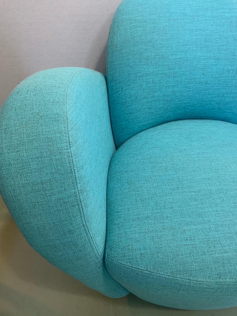 Mid-Century Modern Turquoise Upholstered Swivel Chair Weiman For Sale ...