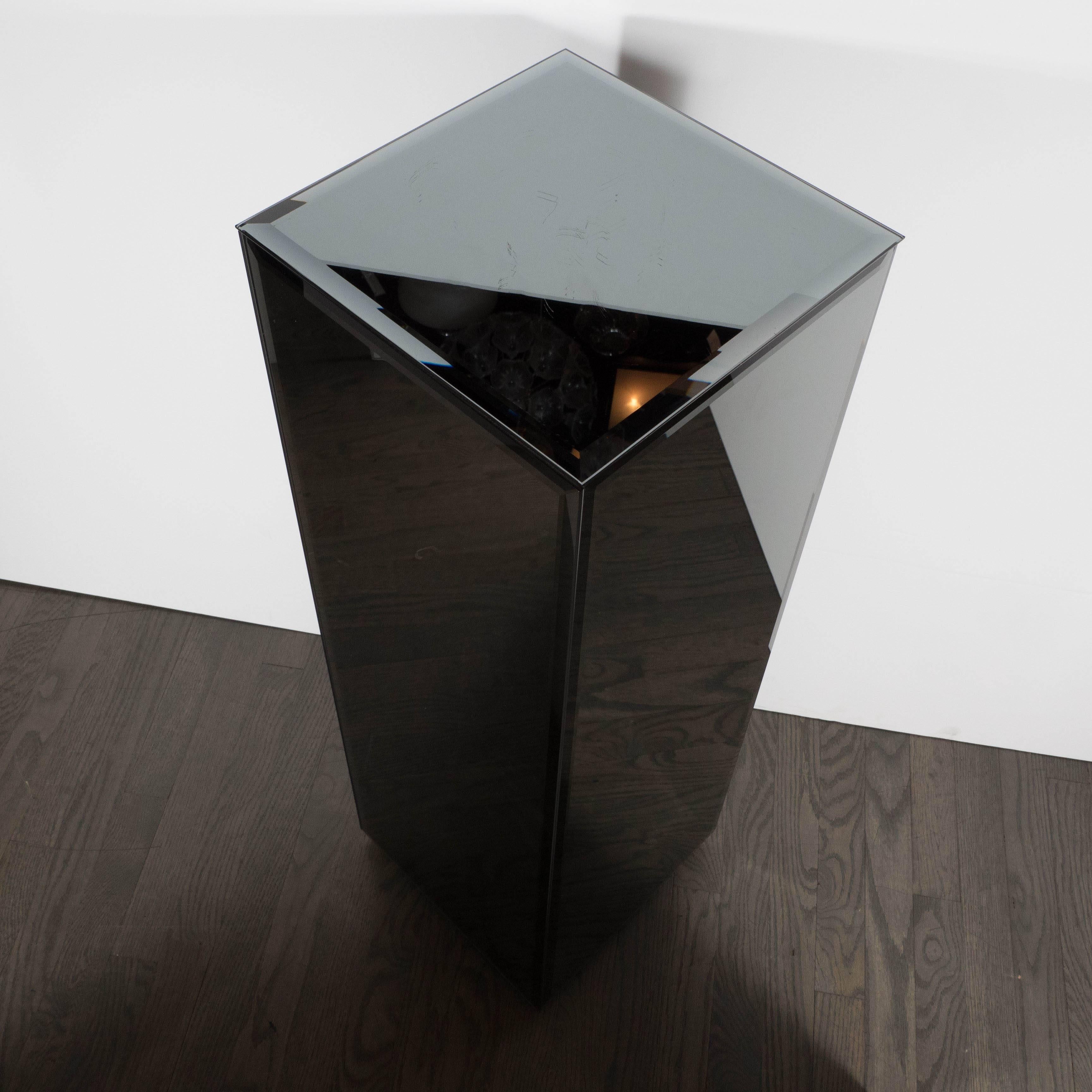 Mid-Century Modern Volumetric Rectangular Smoked Mirror and Hand ...