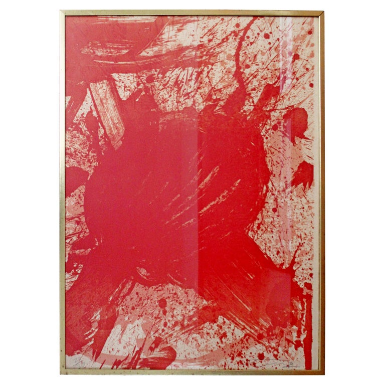 Mid-Century Modern Walasse Ting Signed Abstract Lithograph Red 20/30 ...