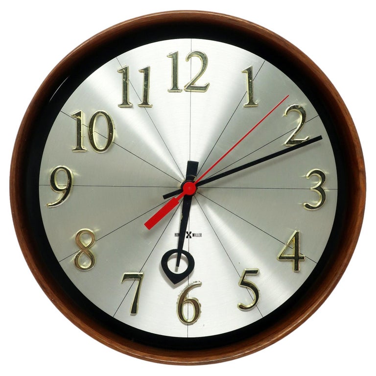 Mid-Century Modern Wall Clock by Howard Miller For Sale at 1stDibs