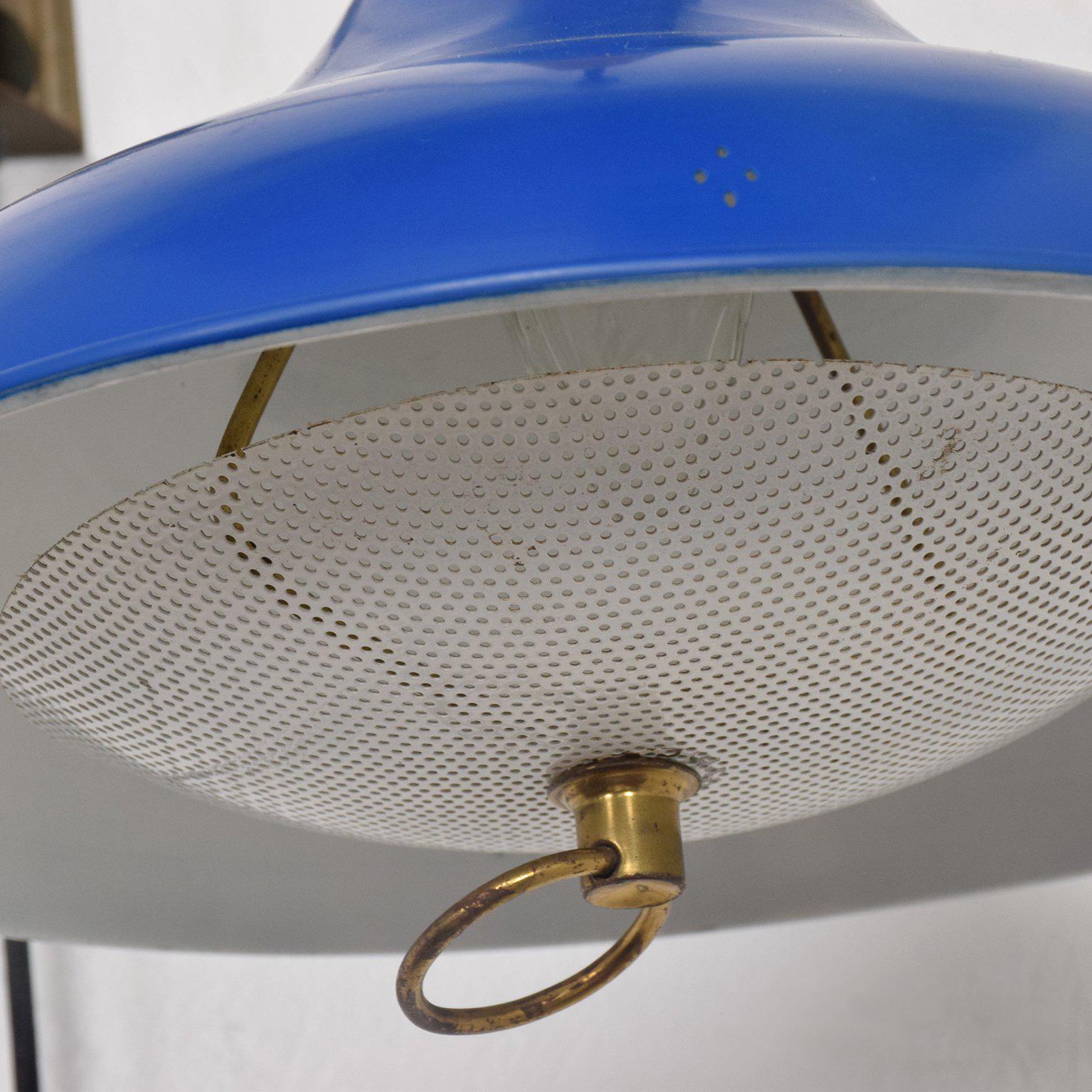Mid-Century Modern Wall Sconce with Blue Oversize Shade at 1stDibs