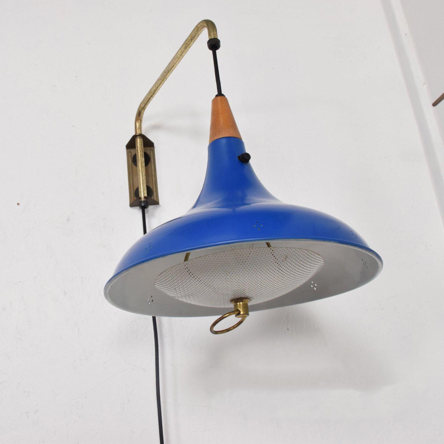 Mid-Century Modern Wall Sconce with Blue Oversize Shade at 1stDibs
