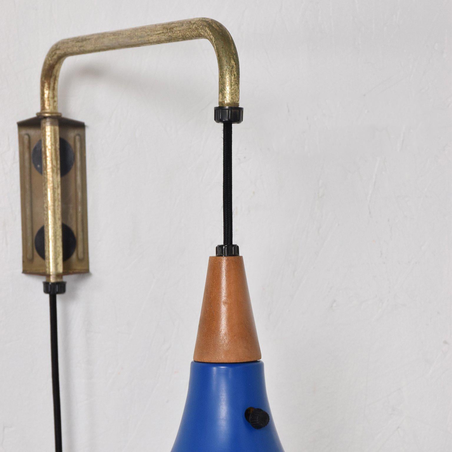 Mid-Century Modern Wall Sconce with Blue Oversize Shade at 1stDibs