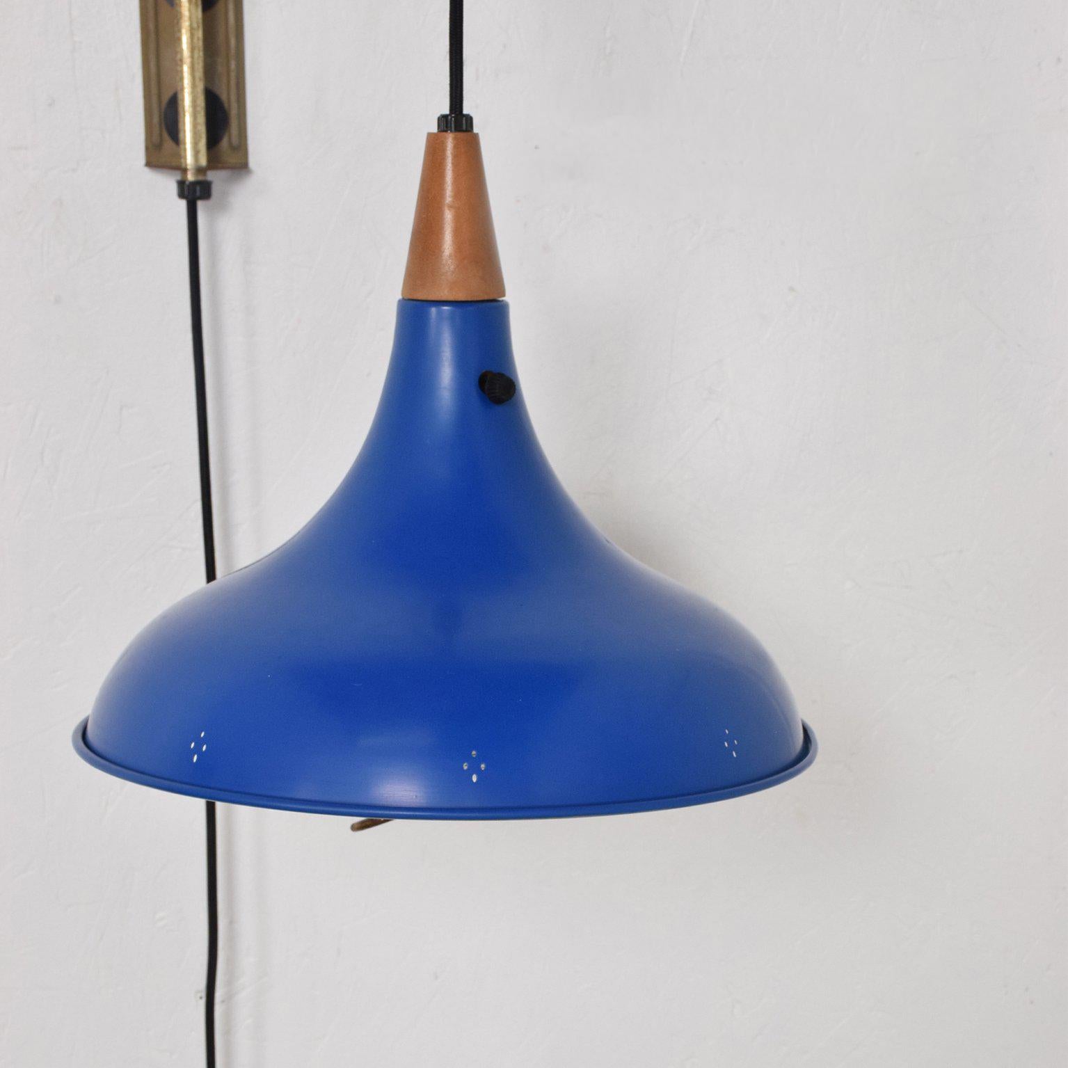 Mid-Century Modern Wall Sconce with Blue Oversize Shade at 1stDibs